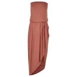 Shirtkleid Urban Classics "Urban Classics Damen Ladies Viscose Bandeau Dress", Damen, Gr. M, US-Größen, orange (terracotta), 95% Viskose, 5% Elasthan, unifarben, klassisch, loose fit, ohne Ärmel, Kleider