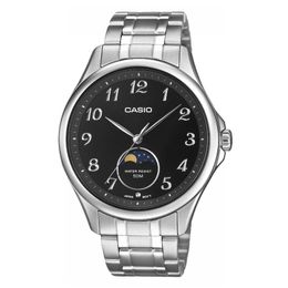 Casio Herrenuhr Edelstahl mit Mondphase Schwarz / Silber | Gr.: onesize