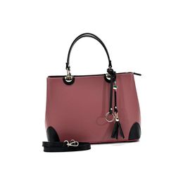 Leder Handtasche, Umhängetasche Florence Tasche altrosa, schwarz ca. 32cm | Gr.: onesize