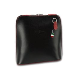 Leder Umhängetasche, Schultertasche Florence Tasche schwarz, rot ca. 17cm | Gr.: onesize