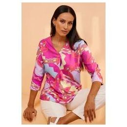Schlupfbluse Heine, Damen, Gr. 40, orange (orange, fuchsia, bedruckt), 100% Viskose, geblümt, gemustert, V-Ausschnitt, Blusen
