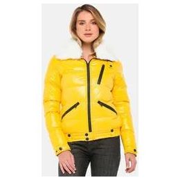 Cipo & Baxx Winterjacke CIPO & BAXX "Winterjacke mit Kunstfellkragen", Damen, Gr. S, gelb, 100% Polyamid, unifarben, regular fit normal, Jacken, mit Kunstfellkragen, WM108