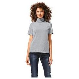 Rollkragenshirt Heine "Rollkragen-Shirt", Damen, Gr. 34, grau (grau, melange), 65% Baumwolle, 30% Polyester, 5% Elasthan, unifarben, Kurzarm, Shirts