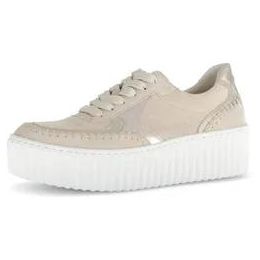 Plateausneaker Gabor, Damen, Gr. 38, beige (hellbeige), Nappaleder, Ziegenveloursleder, Schuhe, Freizeitschuh, Halbschuh, Schnürschuh mit Best Fitting-Ausstattung