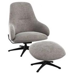 Drehsessel FLEXLUX "Falcone, Drehbarer Fernsehsessel, Entspannung, Hoher Komfort, Scandi", mushroom, schwarz, B:80cm H:110cm T:87cm, 100% Polyester, Sessel, Liegefunktion, drehbar, Fuß schwarz