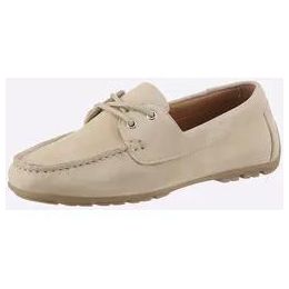 Mokassin Heine, Damen, Gr. 40, beige (sand), Leder, Rindsleder, Veloursleder, Schuhe