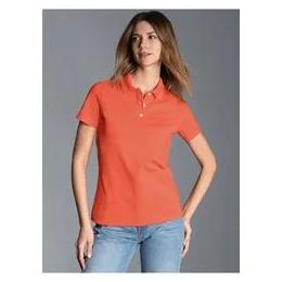 Poloshirt TRIGEMA "TRIGEMA Poloshirt", Damen, Gr. S, orange (peach), 100% Baumwolle, Basic, Shirts