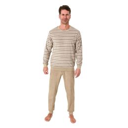 Normann Langarm Schlafanzug Frottee B&uuml;ndchen in beige | Gr.: 60