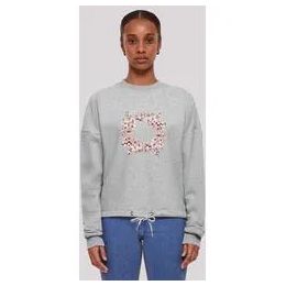 Sweatshirt F4NT4STIC "Rosa Frühlings Blumenkranz Dekor", Damen, Gr. M, grau (erdgrau), Obermaterial: 65% Baumwolle, 35% Polyester, oversize, Rundhals, ohne Bündchen, Sweatshirts, Premium Qualität