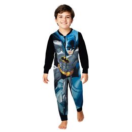 DC Comics Batman Jumpsuit Overall Pyjama Schlafanzug langarm in schwarz | Gr.: 134/140
