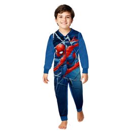 Marvel Spiderman Jumpsuit Overall Pyjama Schlafanzug langarm in blau | Gr.: 122/128