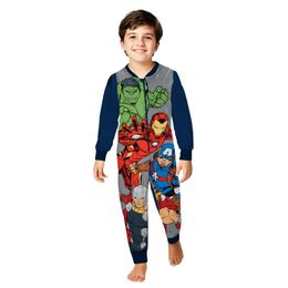 Marvel The Avengers Jumpsuit Overall Pyjama Schlafanzug langarm in blau | Gr.: 134/140