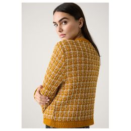 More & More More & More Strickjacke langarm Blazeroptik in twisted boucle check autumn yellow | Gr.: 42