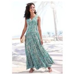 Maxikleid Vivance, Damen, Gr. 38, N-Gr, bunt (türkis, rosé, creme bedruckt), Jersey, Obermaterial: 100% Viskose, bedruckt, Modisch, figurumspielend knöchellang, V-Ausschnitt, Kleider, mit Alloverdruck, langes Sommerkleid aus Jersey, casual