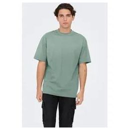 Only & Sons Rundhalsshirt ONLY & SONS "ONSFRED RLX SS TEE", Herren, Gr. M, grün (iceberg grün), Single Jersey, Obermaterial: 100% Baumwolle, unifarben, loose fit normal, Rundhals, Shirts