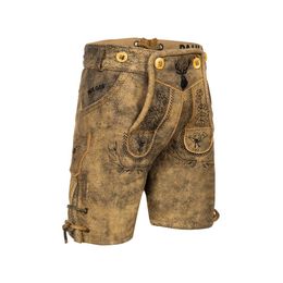 PAULGOS Lederhose Kurz Echtleder KK2 ANTIK in Sandbraun | Gr.: 158/164