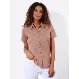 WITT WEIDEN Kurzarm-Bluse in cognac-wei&szlig;-gemustert | Gr.: 38