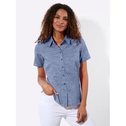 WITT WEIDEN Kurzarm-Bluse in jeansblau-weiß-gemustert | Gr.: 40