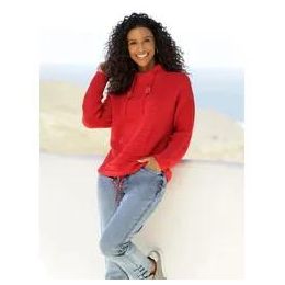 Strickpullover Heine "Pullover", Damen, Gr. 48, rot (rot, meliert), 100% Baumwolle, unifarben, Pullover