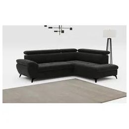 Ecksofa COTTA "Hudson L-Form", schwarz, B:256cm T:207cm, Sofas, mit Kopfteilverstellung, wahlweise mit Bettfunktion & Bettkasten