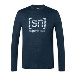 super.natural Merino Longsleeve GRID LOGO LS in blau | Gr.: XL