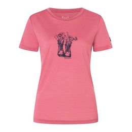 super.natural Merino T-Shirt W FLOWER BOOTS TEE in rosa | Gr.: L