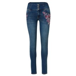 KOROSHI Damen Jeans Slim besticktes Korsett in blau | Gr.: 34