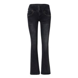 KOROSHI Damen Jeans Korsett Bot Cut Push Up Stud in SCHWARZER DENIM | Gr.: 38
