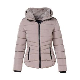 KOROSHI Damen Steppjacke mit Kragen in beige | Gr.: S