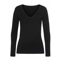 Vivance V-Ausschnitt-Pullover in schwarz | Gr.: 36-38