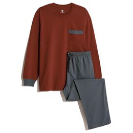Haasis Bodywear Pyjama in bordeaux/grau | Gr.: XXL