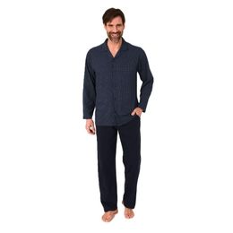 Normann Langarm Schlafanzug Pyjama zum durchkn&ouml;pfen 125 101 90 512 in navy | Gr.: 52