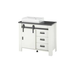 Einzelwaschtisch mit Aufsatzbecken Schwaz - weiß - 95 cm - 91 cm - cm 43,0 - Sconto