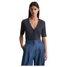 Marc O'Polo T-Shirt MARC O'POLO "aus softem Modal-Organic-Cotton-Mix", Damen, Gr. L, blau (tiefblau sea), Obermaterial: 50% Modal, 50% Baumwolle, unifarben, Basic, slim fit, V-Ausschnitt, Shirts