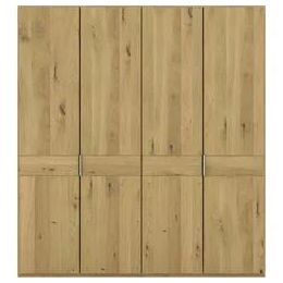 Drehtürenschrank Musterring "Savona, Kleiderschrank, Schrank, Garderobe, teilmassiv Eiche", braun, B:200cm H:216cm, Schränke, Türen in Bianco-Eiche massiv, mit Querriegel, verschiedene Größen