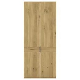 Drehtürenschrank Musterring "Savona, Kleiderschrank, Schrank, Garderobe, teilmassiv Eiche", braun, B:100cm H:236cm, Schränke, Türen in Bianco-Eiche massiv, mit Querriegel, verschiedene Größen