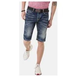 Cipo & Baxx Jeansbermudas CIPO & BAXX "Capri", Herren, Gr. 40, Normalgrößen, blau, 100% Baumwolle, unifarben, casual, regular fit knieumspielend, Jeans, mit stylischen Ziernähte