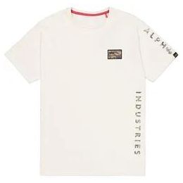T-Shirt Alpha Industries "Camo Sleeve T-Shirt", Herren, Gr. XXL, weiß (vintage weiß), Obermaterial: 100% Baumwolle, Shirts