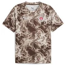 Trainingsshirt Puma "FC St. Pauli Aufwärmtrikot Herren", Herren, Gr. S, espresso braun weiß, Obermaterial: 100% Polyester, slim fit, Rundhals, Shirts