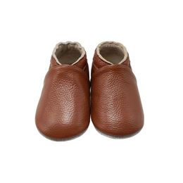 Yalion Baby Krabbelschuhe aus Leder mit rutschfester Sohle – Braun | Gr.: 17/18