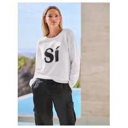 Strickpullover Heine "Pullover", Damen, Gr. 48, beige (ecru), 50% Baumwolle, 50% Polyacryl, gemustert, mehrfarbig, Pullover
