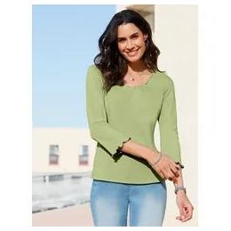 V-Shirt Inspirationen "V-Shirt", Damen, Gr. 52, grün (lindgrün), 95% Baumwolle, 5% Elasthan, unifarben, V-Ausschnitt, 3/4-Ärmel, Shirts