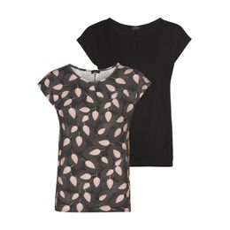 Laura Scott Print-Shirt in schwarz-rosa + schwarz | Gr.: 48/50