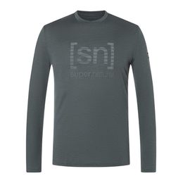 super.natural Merino Longsleeve GRID LOGO LS in grau | Gr.: S