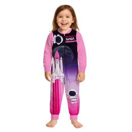 Nasa Jumpsuit Overall Pyjama Schlafanzug langarm in rosa/pink | Gr.: 122/128
