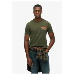 Rundhalsshirt Superdry "MOUNTAIN RELAXED TEE", Herren, Gr. 3XL, grün (surplus goods olive grün), Single Jersey, Obermaterial: 100% Baumwolle, bedruckt, Modisch, relaxed fit hüftlang, Rundhals, Shirts