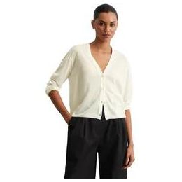 Marc O'Polo Cardigan MARC O'POLO "aus Organic-Cotton-Mix", Damen, Gr. L, weiß (weiß cotton), Obermaterial: 90% Baumwolle, 10% Polyamid, unifarben, slim fit, V-Ausschnitt, Strickjacken