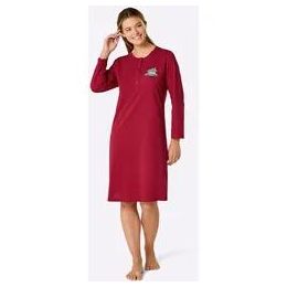 Sleepshirt Comtessa "Sleepshirt", Damen, Gr. 36/38, Normalgrößen, bunt (rot, anthrazit), 100% Baumwolle, bedruckt, gemustert, Langarm, Kleider