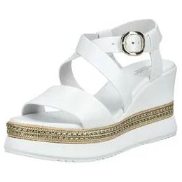 Keilsandalette Nero Giardini "Nero Giardini Sandalen Leder", Damen, Gr. 39, weiß, Leder, Casual, Schuhe