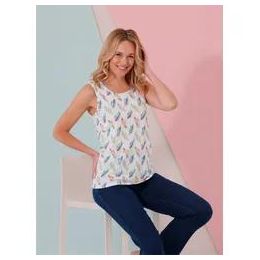 Shirttop Classic Basics, Damen, Gr. 42, pink (ecru, pink, bedruckt), 100% Baumwolle, gemustert, mehrfarbig, Rundhals, Tops